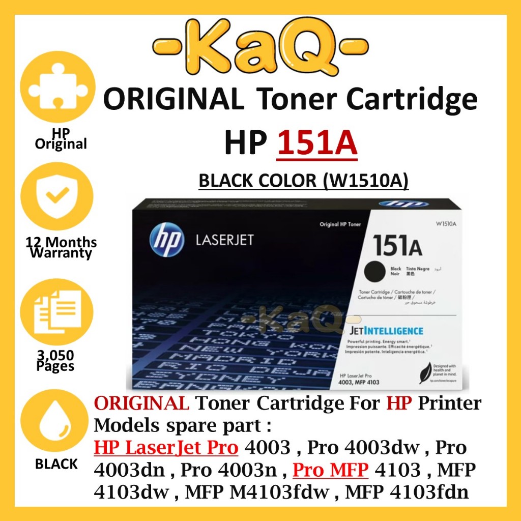 Original HP 151A 151 151A W1510A Black Toner Cartridge for Pro 4003 ...