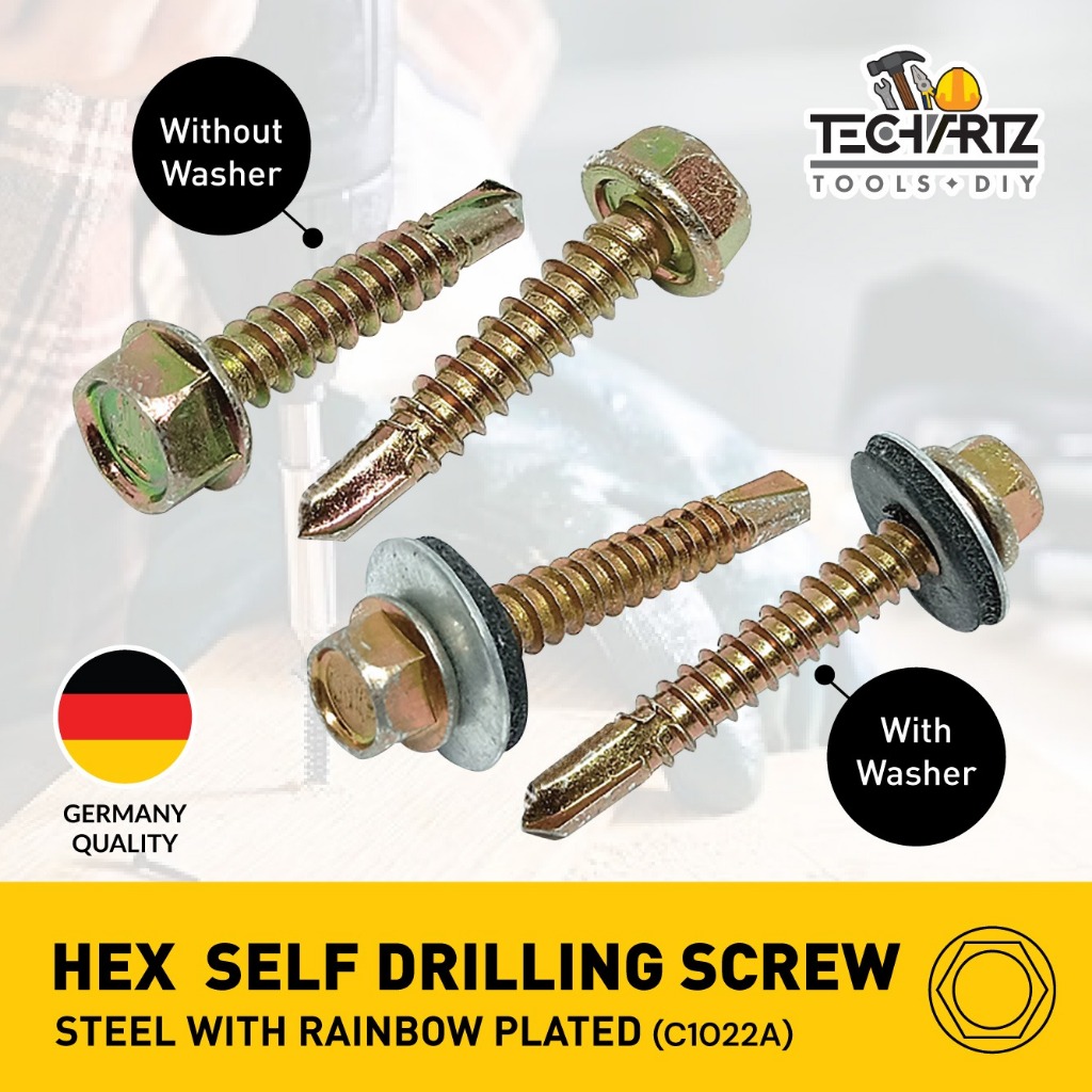 Hex Self Drilling Screw Steel With Rainbow Plate (C1022A) Hexagon Screw ...