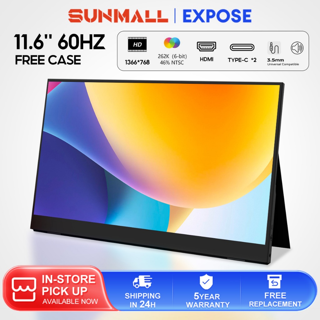 EXPOSE Portable Monitor 11.6 Inch HD 60HZ LED Game Monitor With Case ...