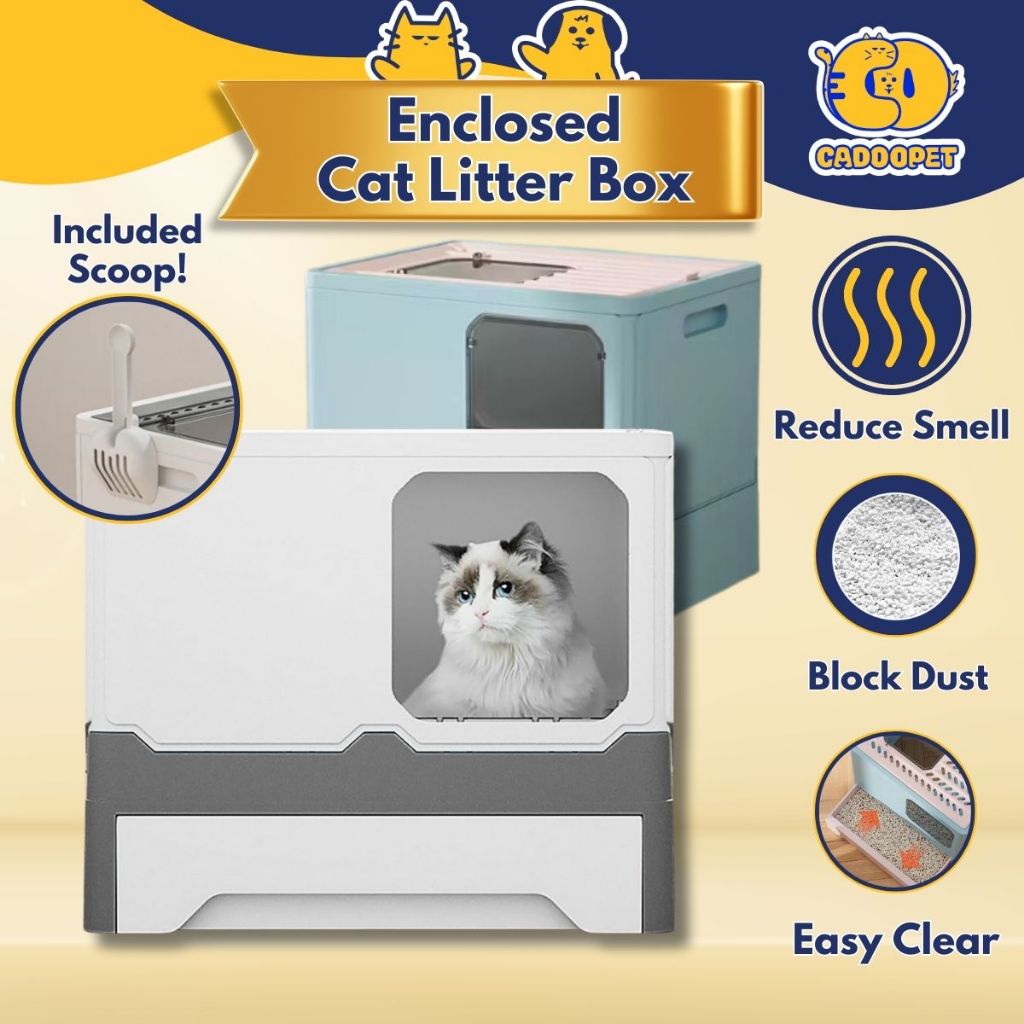 Cat Litter Box Large Fully Enclosed Splash Proof Toilet Kucing Besar ...