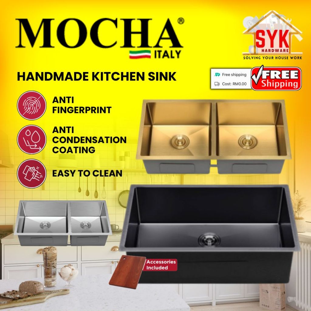 SYK Free Shipping Mocha Handmade Undermount Kitchen Sink Double Sink ...