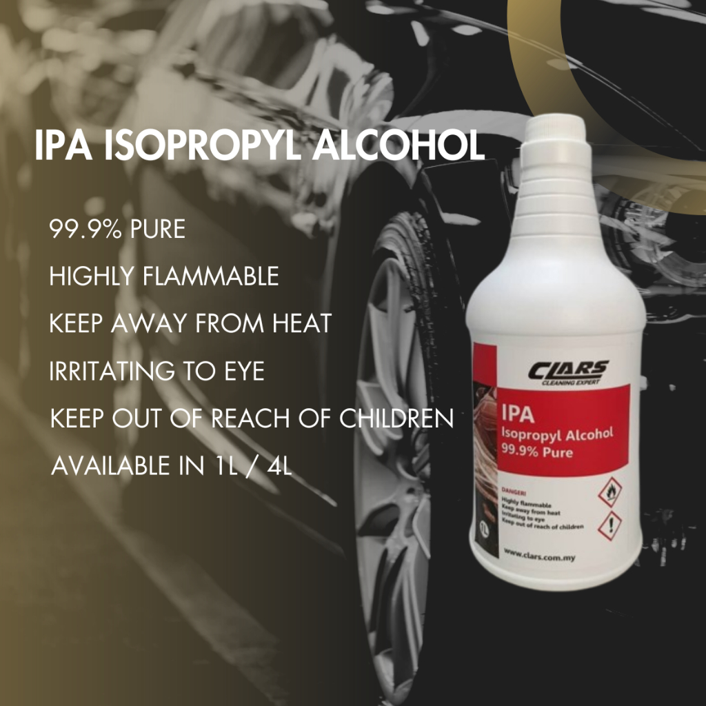 Clars IPA Isopropyl Alcohol 99.9% 1L for Car Detailing PPF Installation ...