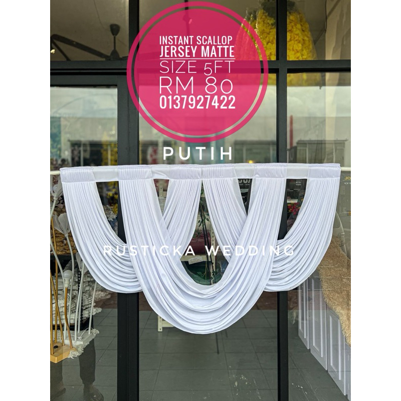 Readymade Siap Jahit Instant Scallop Drapping Drape Wedding Decoration ...