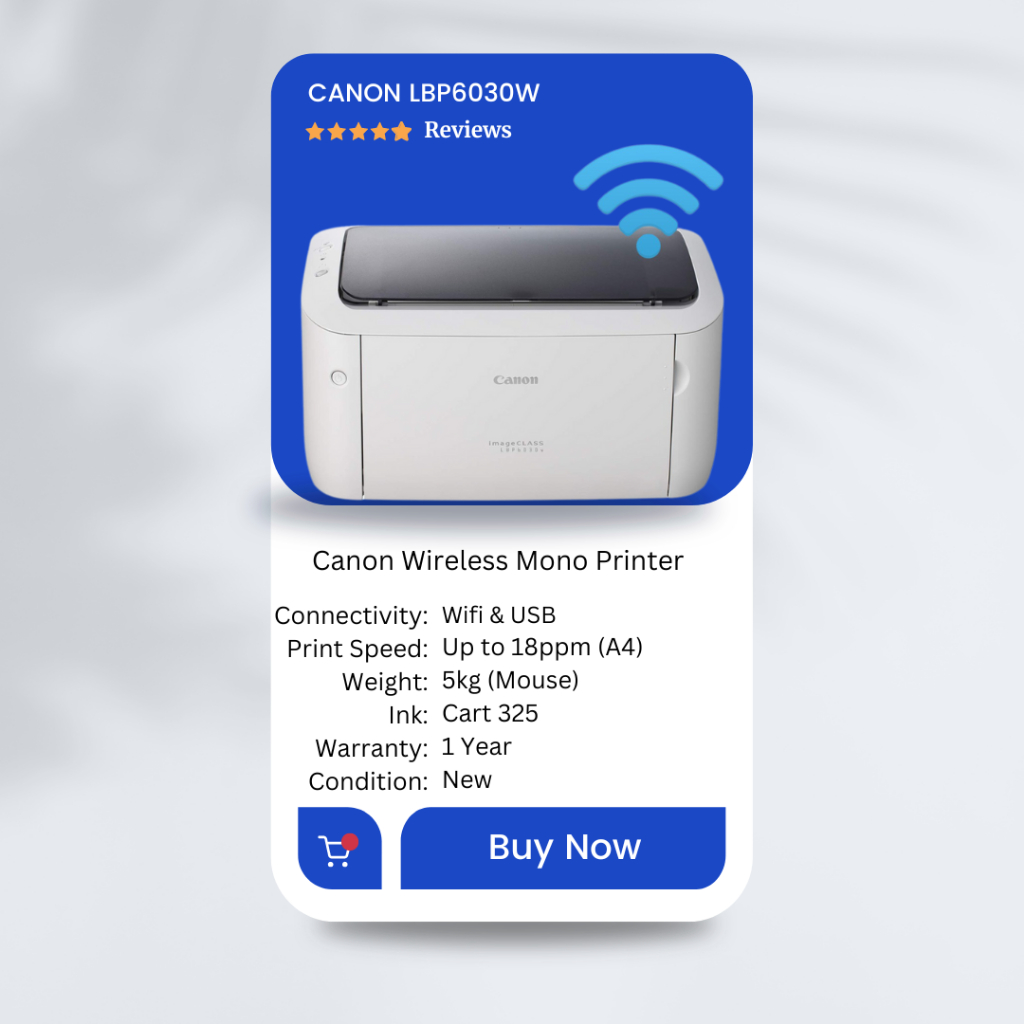 CANON LBP6030W ORIGINAL LASER PRINTER SINGLE FUNCTION MONOCHROME [100% NEW & GENUINE] | Shopee ...