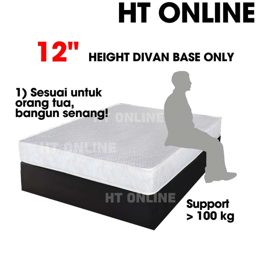 [HT ONLINE] 12" Pvc Divan Bed Base without Headboard / Queen Base Only ...