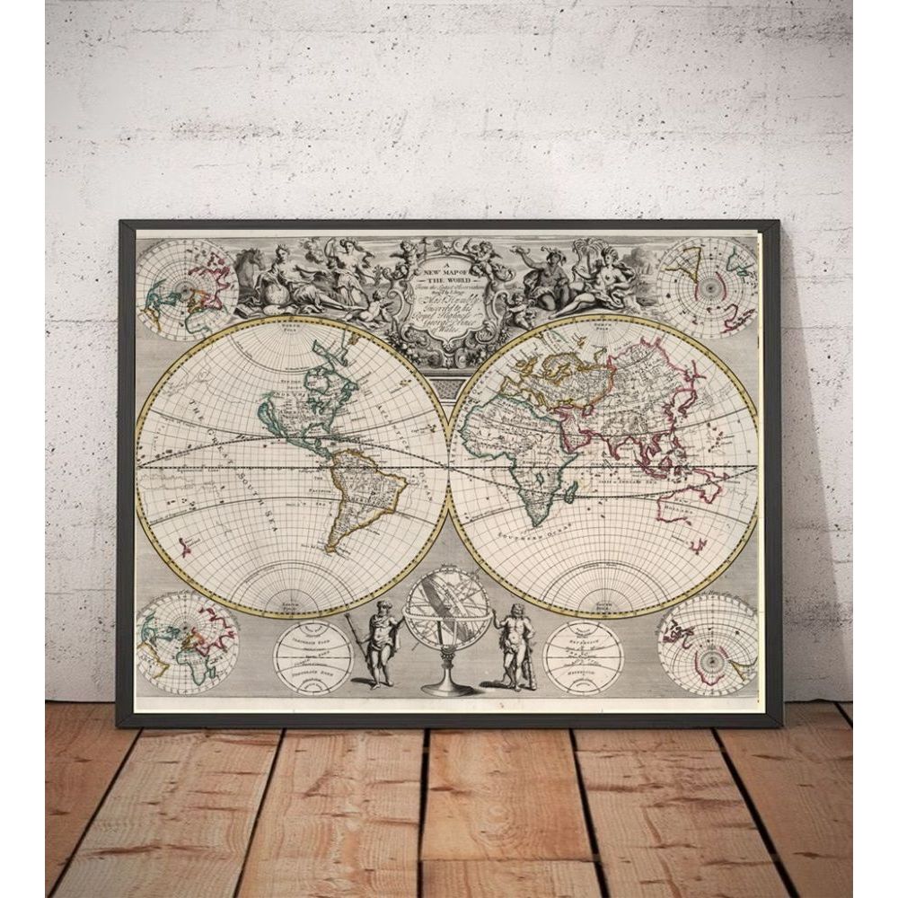 Antique Map of the World from 1721 Old World Map High-Resolution ...
