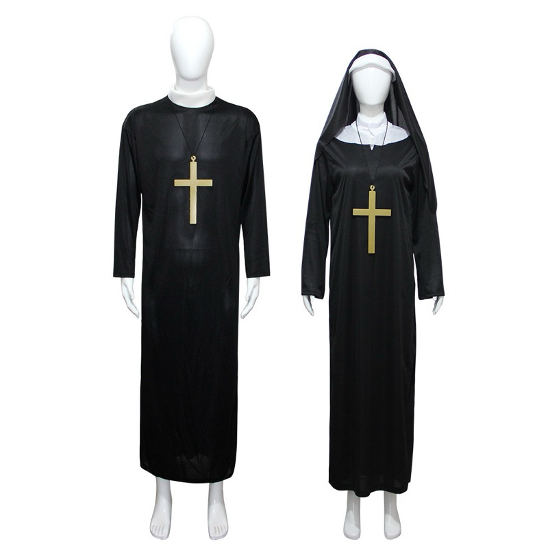 The Conjuring Halloween Costume the nun招魂万圣节服装成人神父修女角色扮演黑色牧师服耶稣圣母玛利亚修女 ...