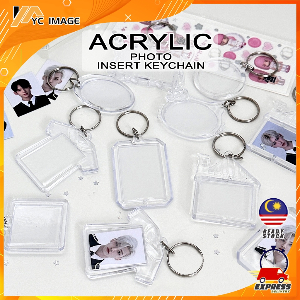 NEW Acrylic Photo Insert Keychain Rectangle Square Circle Openable 1 ...