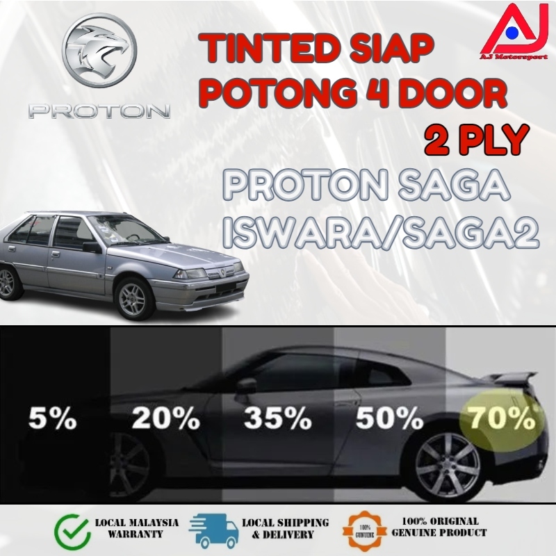 Proton Saga/Iswara Saga2 4 Door Tinted UV Hitam(Gelap 50% 70% 80% 95% ...