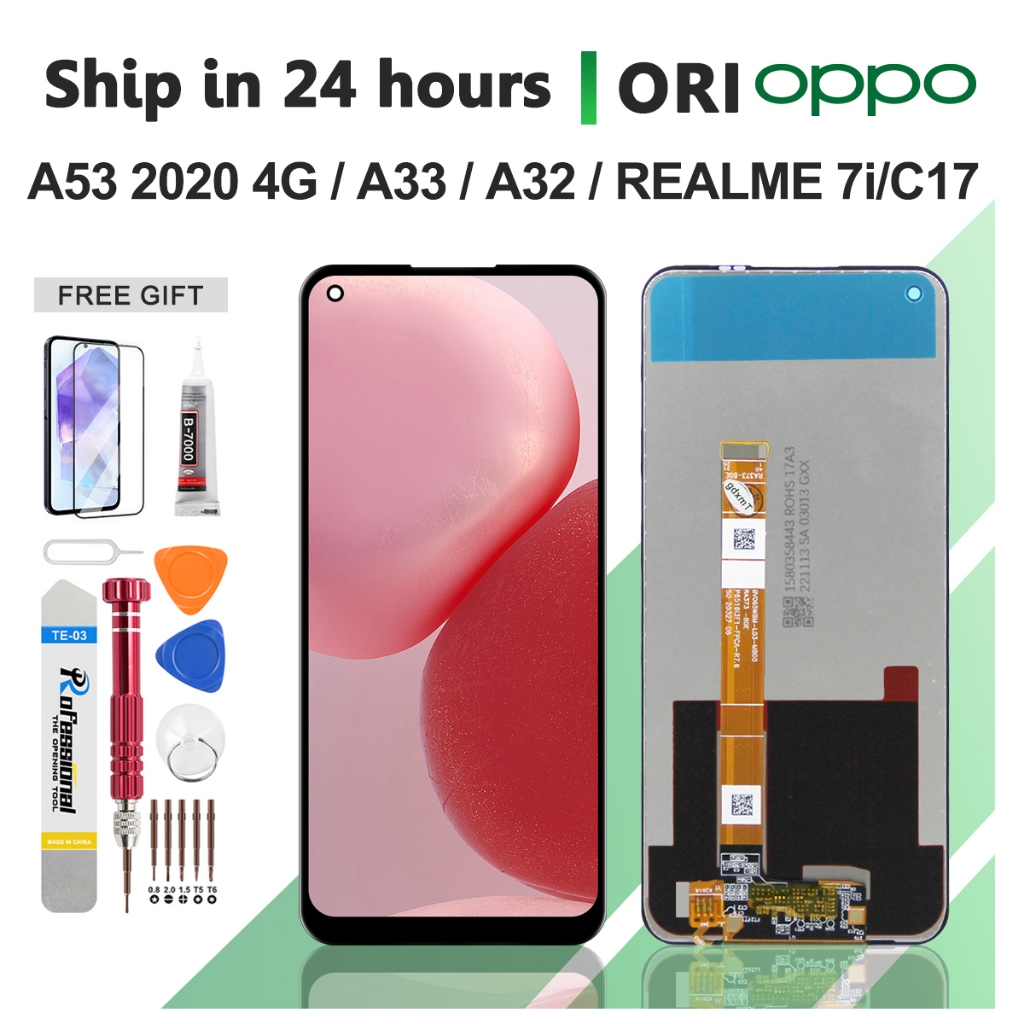 ORIGINAL LCD OPPO A53 2020 4G/A33 2020/A53S 4G/A32/REALME 7i/C17 with border display screen ...