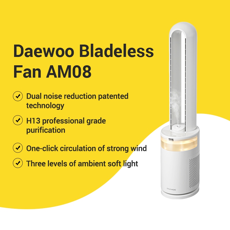 DAEWOO AM08 Air Purifier Bladeless Fan 3in1 Floor Fan Kipas Tanpa Bilah ...