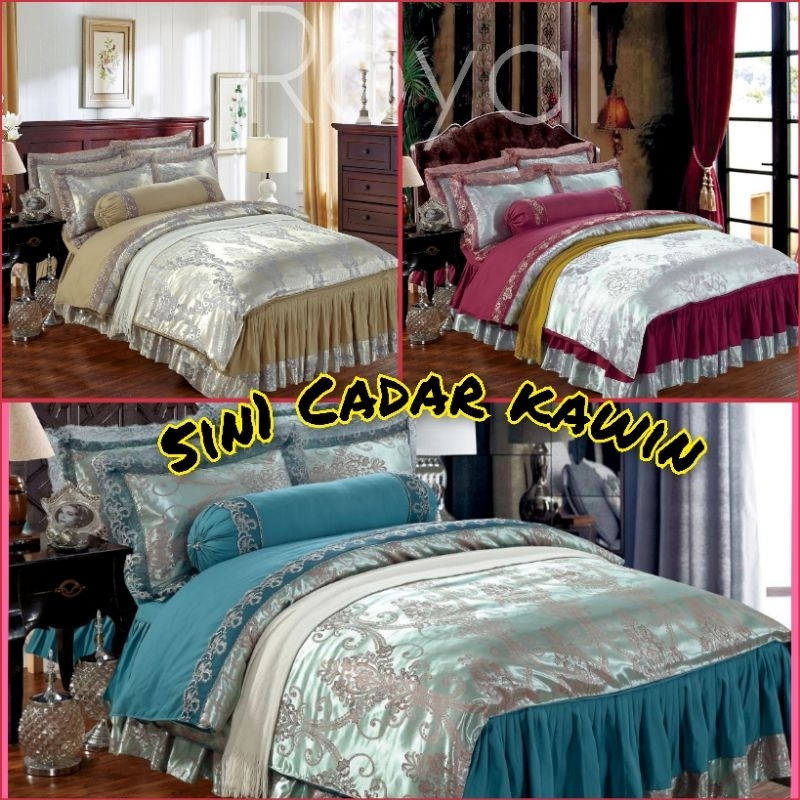 🔥 5 in 1 Premium Quality Cotton Set Cadar Pengantin Beropol Set ...