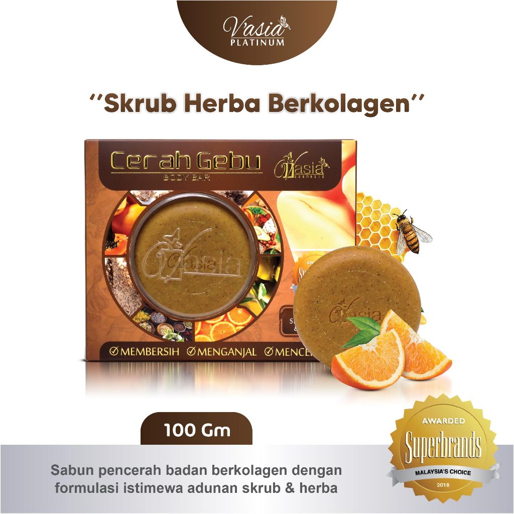 V'ASIA CERAH GEBU BODY BAR - Skrub Herba Berkolagen | Shopee Malaysia