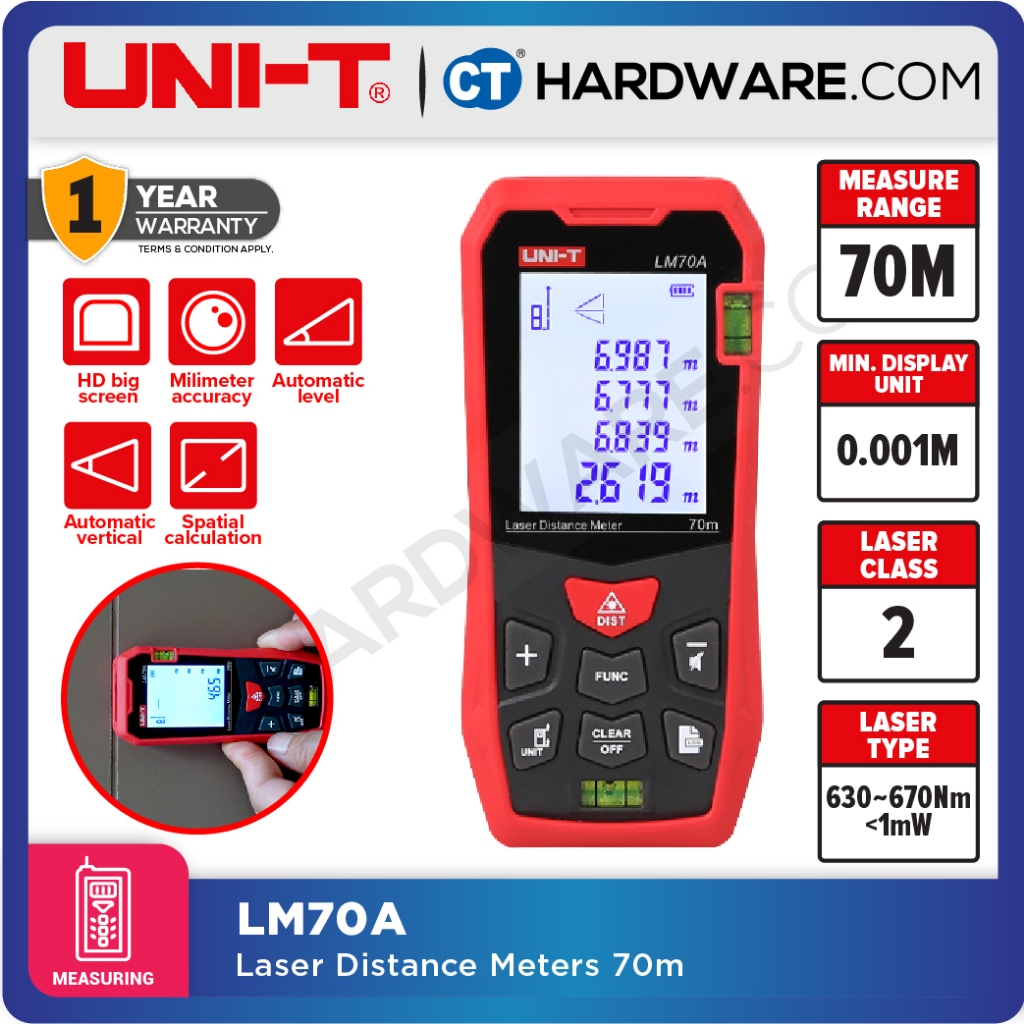 UNI-T LM70A Laser Distance Measure 70 Meter | Shopee Malaysia