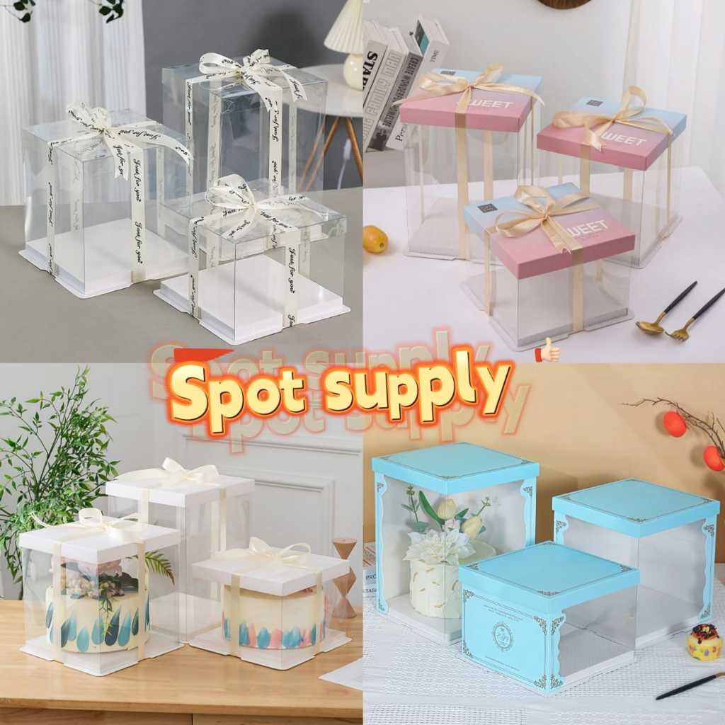 【READY STOCK】 Cake Box PLASTIC PAPER BOX with STYROFOAM BASE Flower Box ...