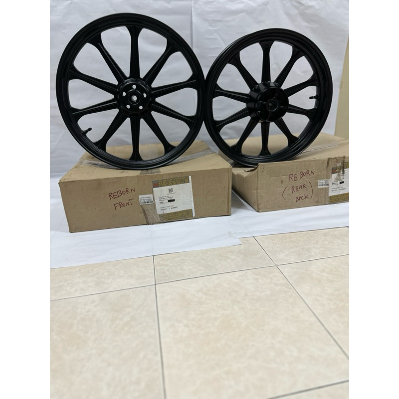 Genuine 10 spokes Full Black alloy rims for Royal Enfield Classic 350 ...