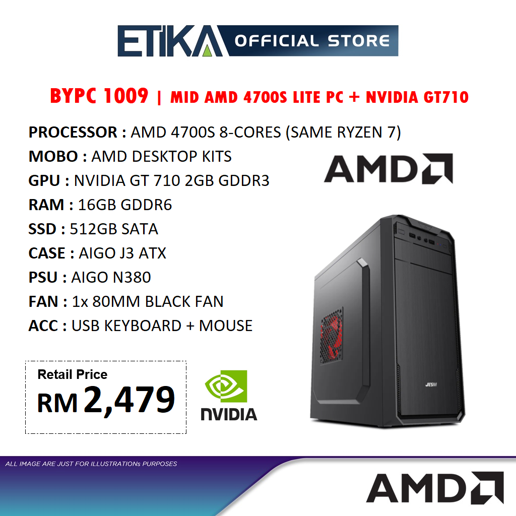 ETiKA BYPC 1009 | Mid AMD 4700S LITE NEW DIY BUILD YOUR PC + Nvidia GT ...