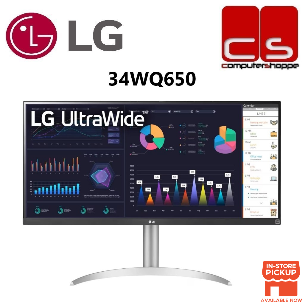 LG UltraWide 34WQ650 34'' FHD 100HZ VESA DisplayHDR 400 AMD FreeSync ...