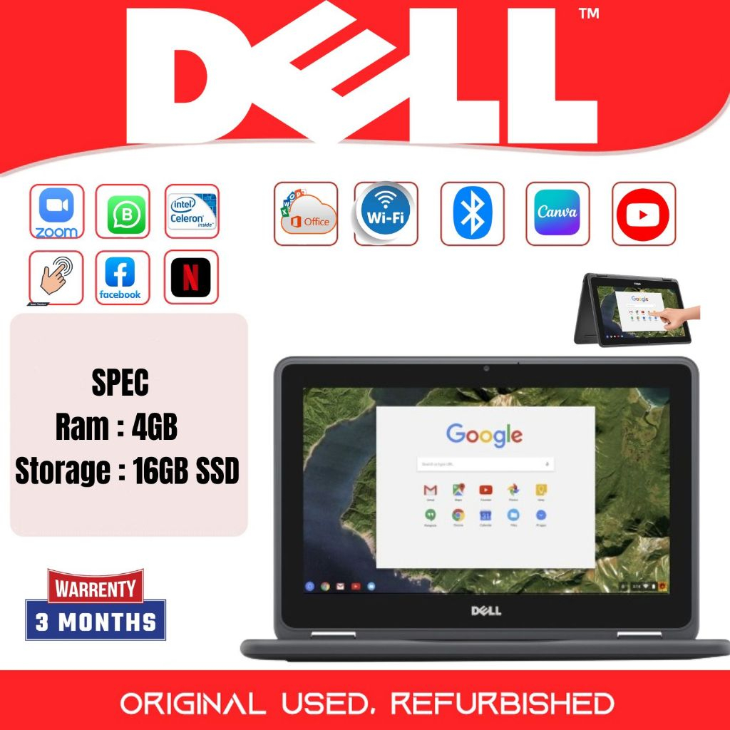 Dell Chromebook 3189 2 in 1 (Touch Screen Flip x360 + Play Store ...