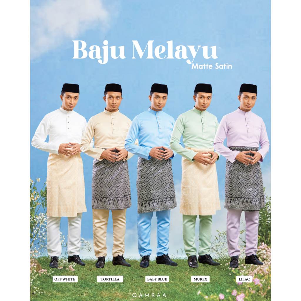 Baju Melayu Sli Fit by Qamraa Preorder Matte Satin Offwhite Wedding ...
