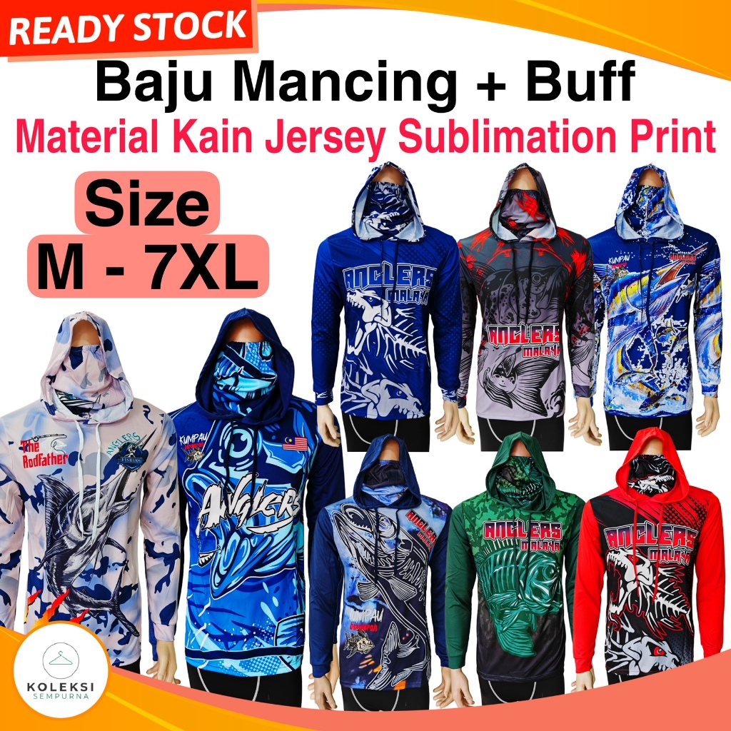 KOLEKSI SEMPURNA Baju Pancing Lengan Panjang Hoodies+Buff Baju Mancing ...