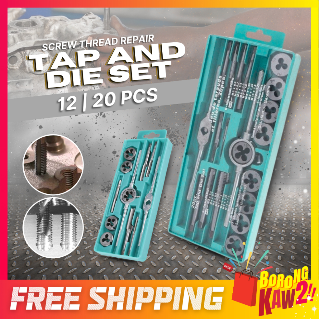BKK 20pcs / 12pcs Thread Hand Metric Tap And Die Set Metal Tap M3-M12 Hand Tools Plugs Taps ...