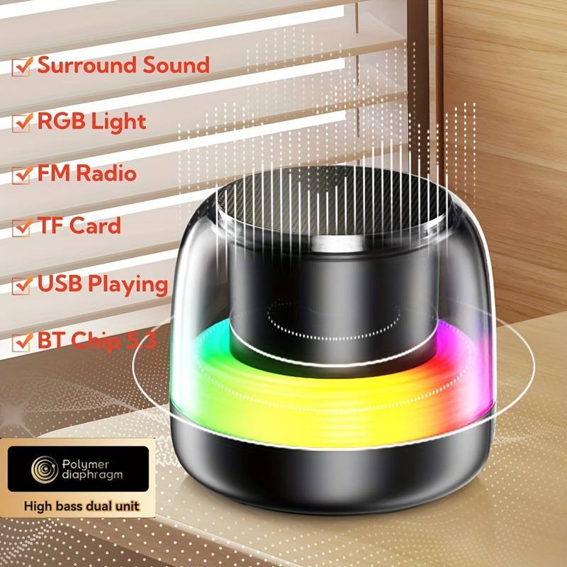 【BASS】Bluetooth Speaker V5.3 Wireless Speaker Super Bass 9D Stereo HD ...
