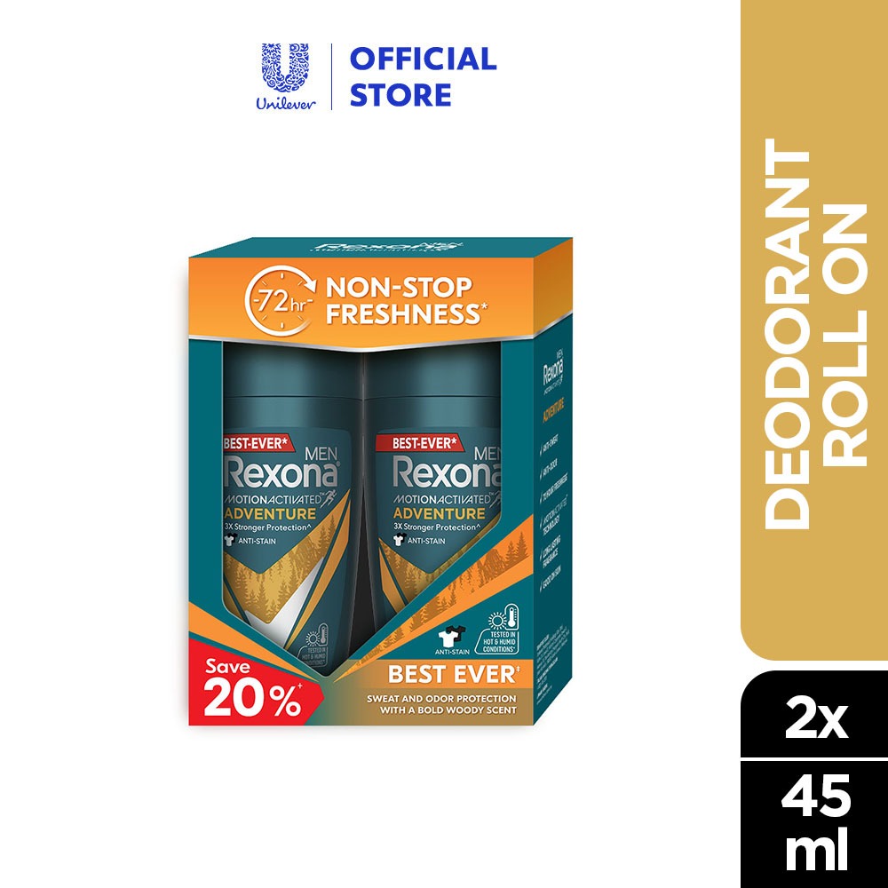 Rexona Men's Deodorant Roll On - Adventure (45ml x 2) | Shopee Malaysia
