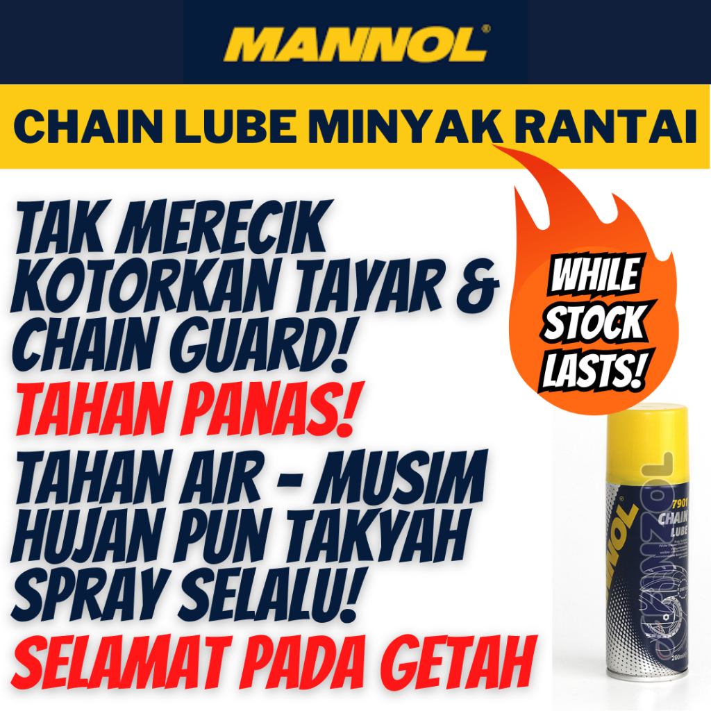 Chain Lube MANNOL 7901 FULLY SYNTHETIC Tahan Panas & Hujan FInzol Spray ...