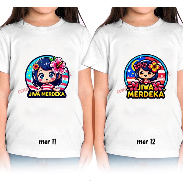 Cute Doodle Cartoon Jiwa Merdeka Malaysia Kids Tshirt (F) | Shopee Malaysia