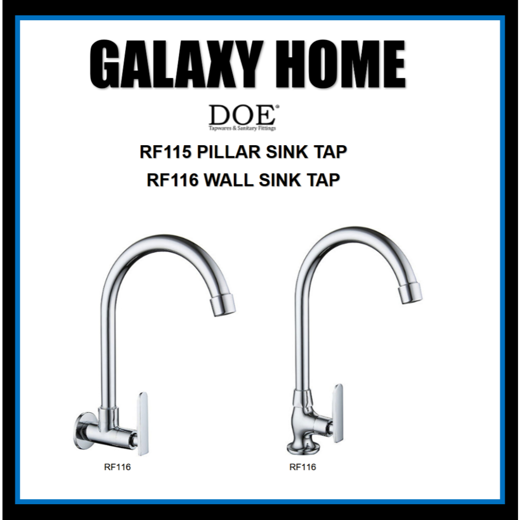 DOE RF116 / RF115 Wall Mounted / Deck Mounted Kitchen Sink Tap / Pili ...