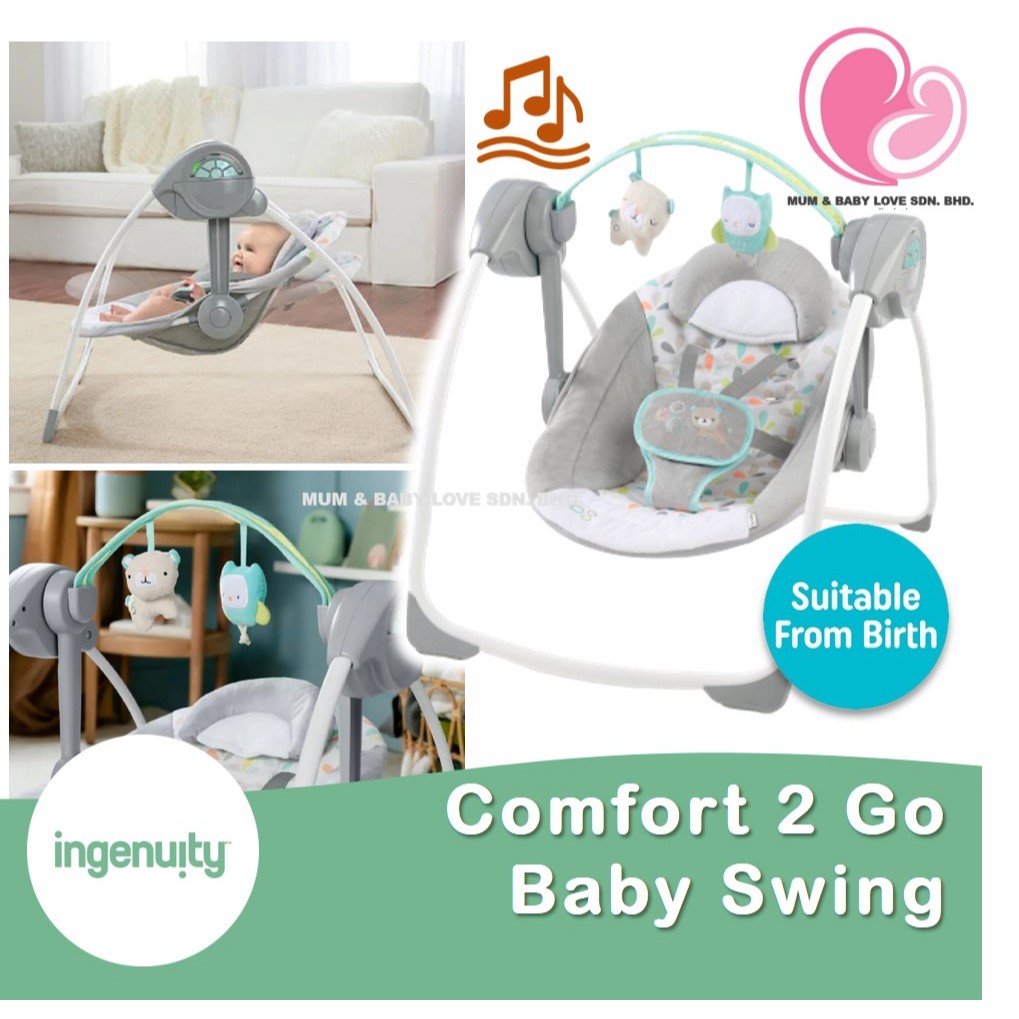 Ingenuity Comfort 2 Go Portable Swing Baby, Auto Musical Cradle, Buaian ...