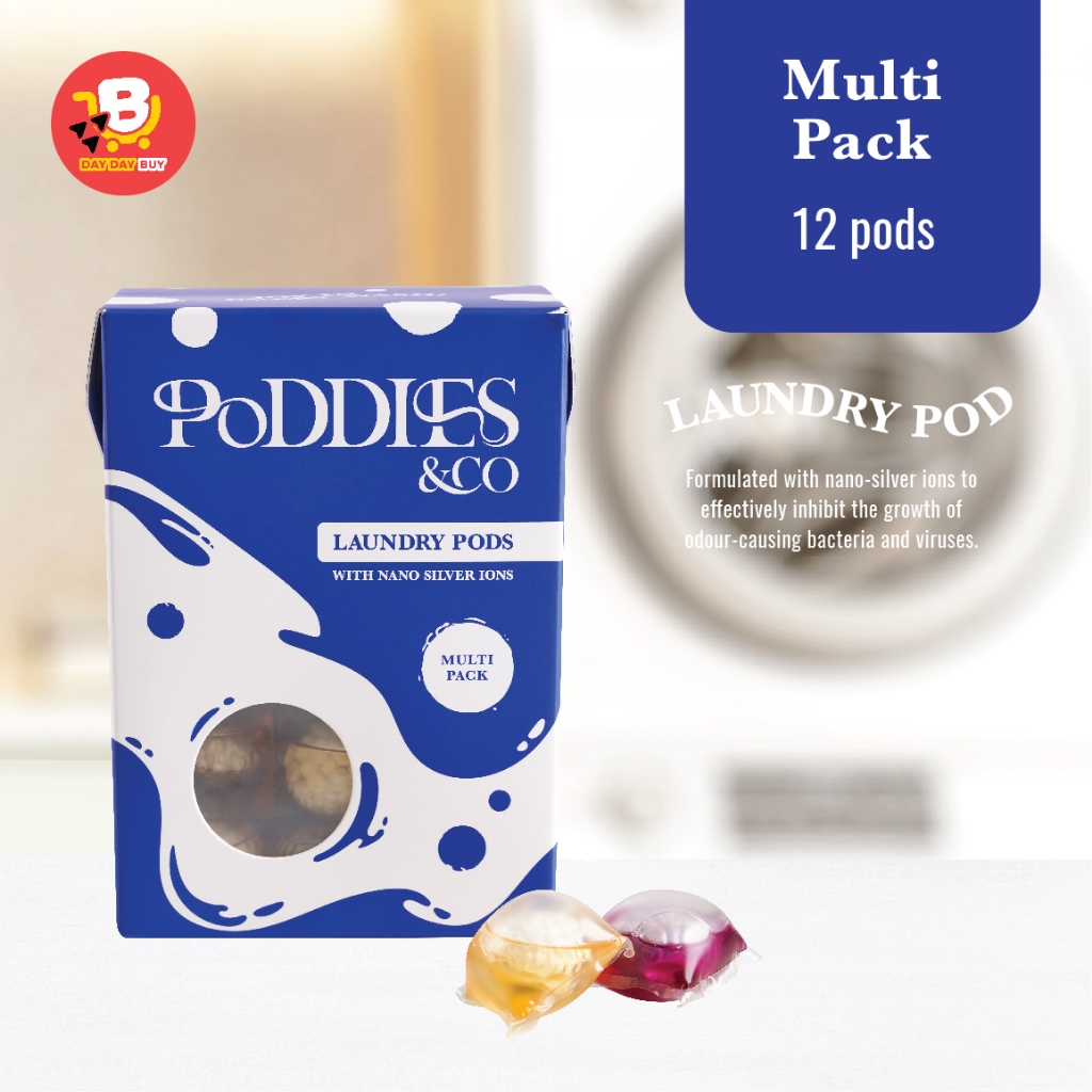 Poddies & Co. Laundry Pods with Nano Silver Ions (15g x 12pods) - Multi ...