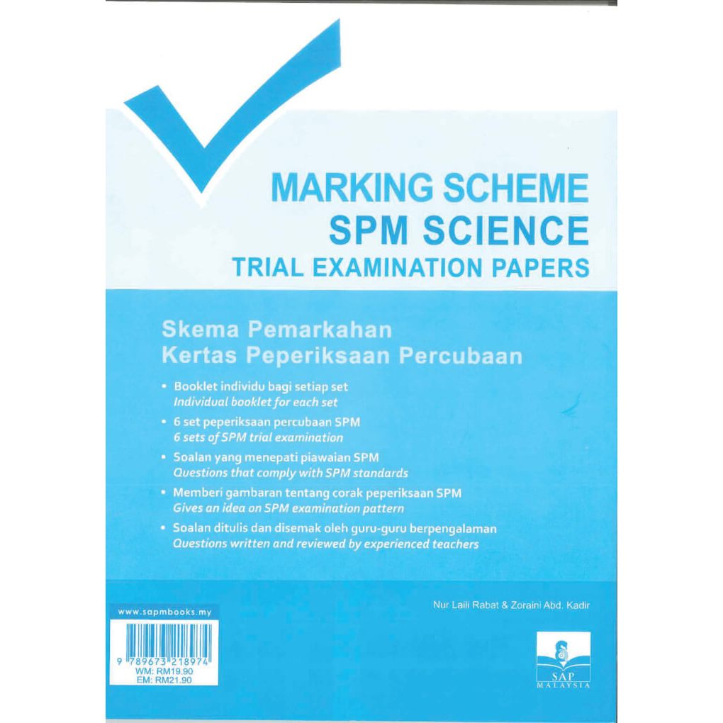 [SAP] Marking Scheme SPM Tingkatan 5 Trial Examination Papers (Dwibahasa) | Shopee Malaysia