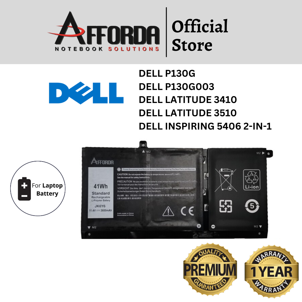 DELL P130G P130G003 LATITUDE 3410 LATITUDE 3510 INSPIRING 5406 2-IN-1 For Part NO JK6Y6 P102F ...