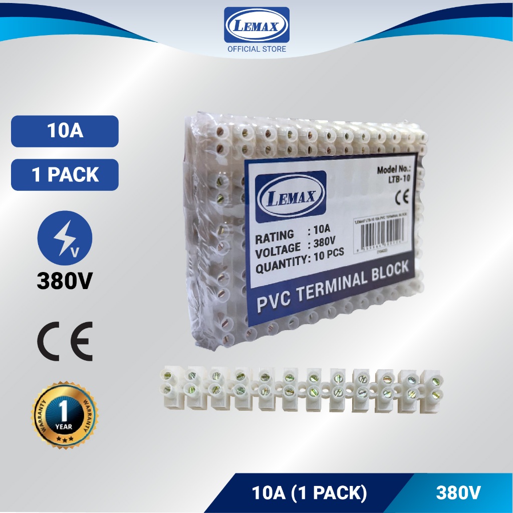 LEMAX 10A 15A 20A PVC Wire Connector Terminal Block Screw Connection ...