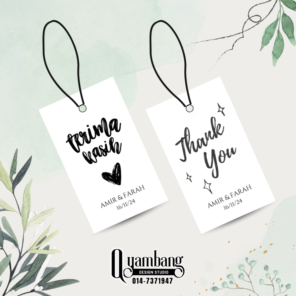 THANK YOU TAG/TAG TERIMA KASIH HITAM PUTIH (3CM x 5CM) *tidak termasuk ...