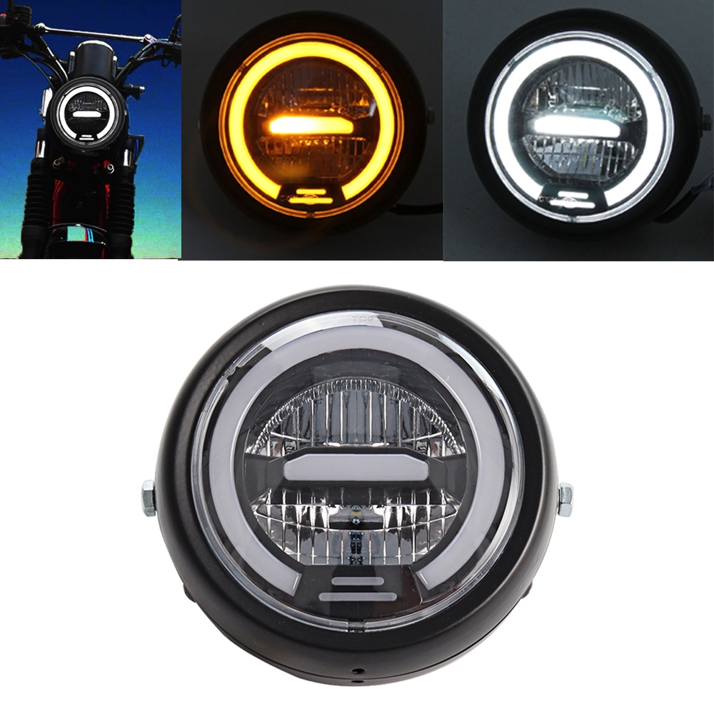 Universal Cafe Racer Vintage Motorcycle LED Head lamp Headlamp distance ...