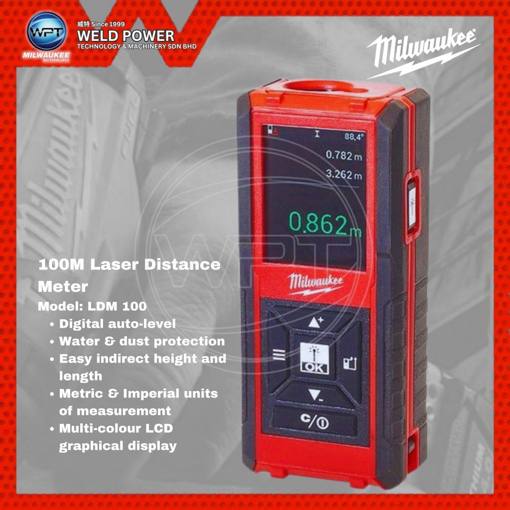 Milwaukee 100M Laser Distance Meter (Model: LDM 100) | Shopee Malaysia