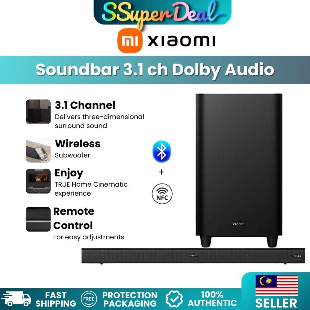 Xiaomi Soundbar 3.1 CH Dolby Audio Wireless Woofer NFC DTS Virtual X ...