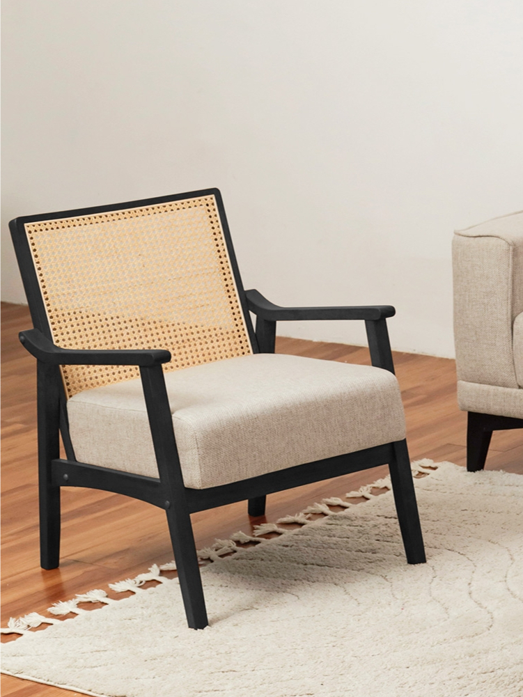 Kerusi Kayu Rotan Berlengan VADMIR Armchair Rattan Lounge Chair Ruang ...