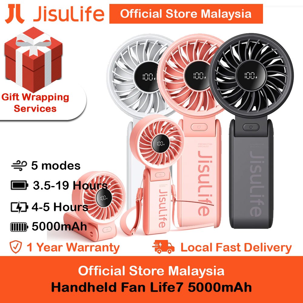 Jisulife 3 in 1 Handheld Fan Life7 Powerful Portable Fan with LED ...