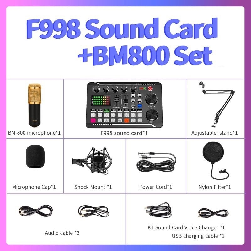 BB Upgraded F999 F998 V8 BM800 Sound Card Mic Sound Mixer Sound Card ...