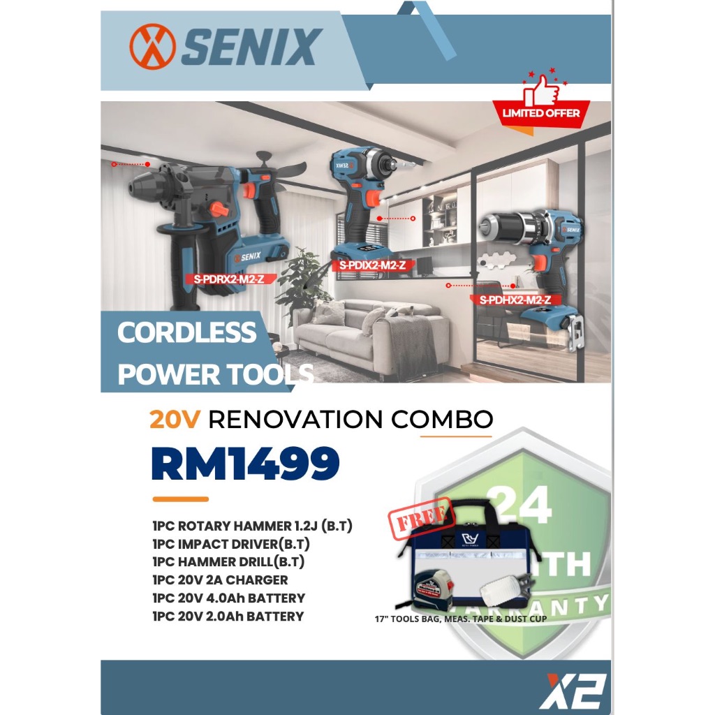 *Latest Release* Senix Cordless Power Tools 20v Renovation Tools (2 ...