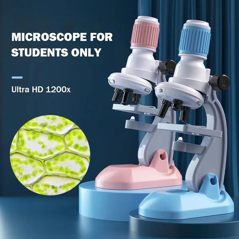 Microscope Kit Lab LED 1200X Microscope Home School Educational Toy ...