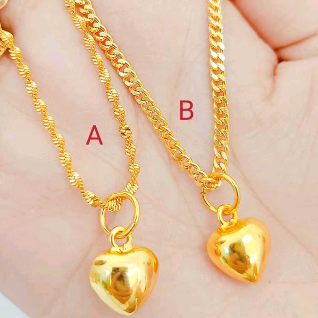 Rantai Leher+loket set Emas Bangkok necklace +Pendant Set GOLD PLATED ...