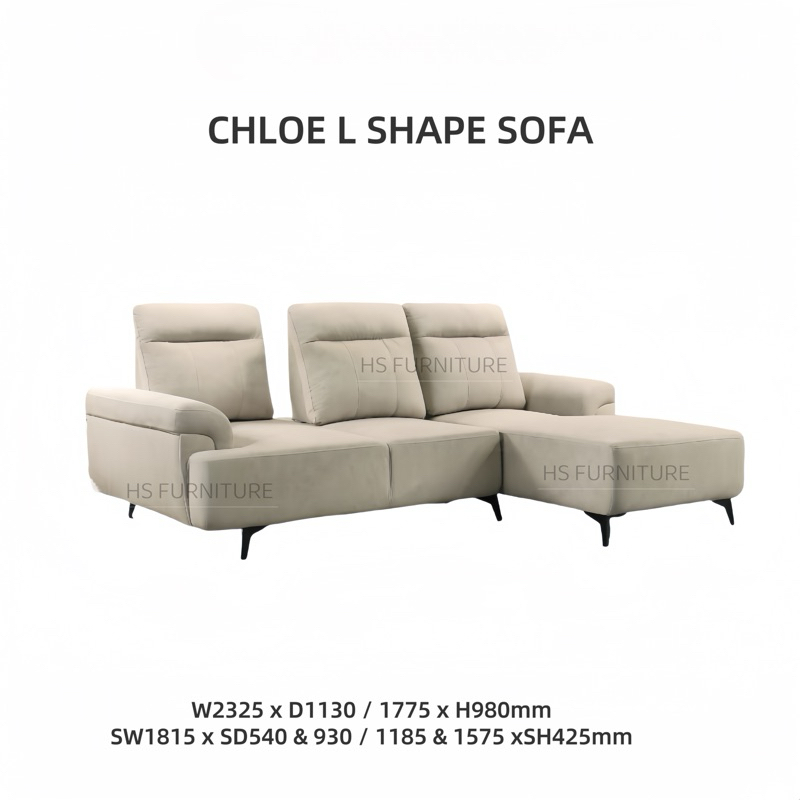 HS FURNITURE CHLOE L-SHAPE SOFA / PUSH BACK SOFA /3L SOFA / ANTI CAT ...