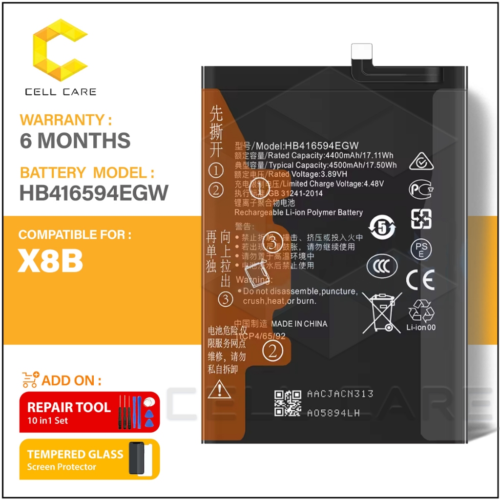Battery Bateri HB416594EGW For HONOR X8B LLY-LX2 (4400 mAh) | Shopee ...