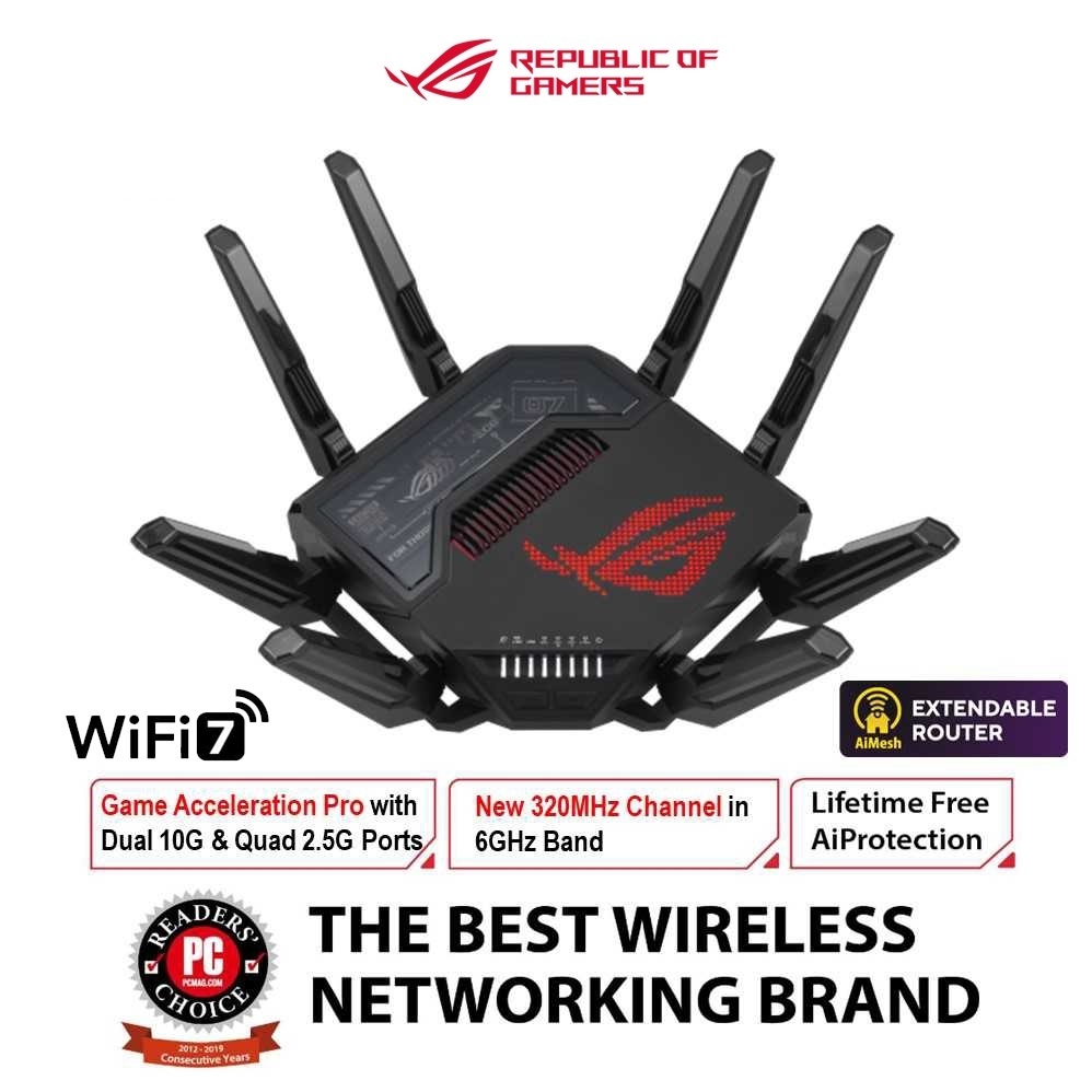 ASUS ROG Rapture GT-BE98 First Quad-Band WiFi 7 Gaming Router supports ...