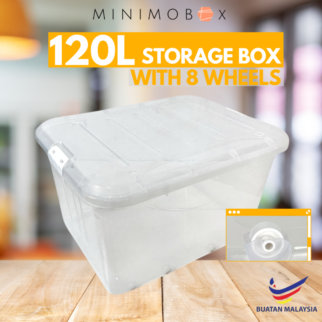 Minimobox Storage Box 120 Litres With Wheel Transparent Storage Box ...